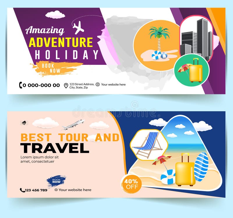 Travel and Tour Social Media Cover or Web Banner. Travel Agency World ...