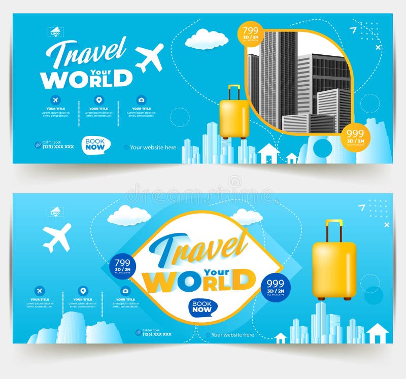 Travel and Tour Social Media Cover or Web Banner. Travel Agency World ...