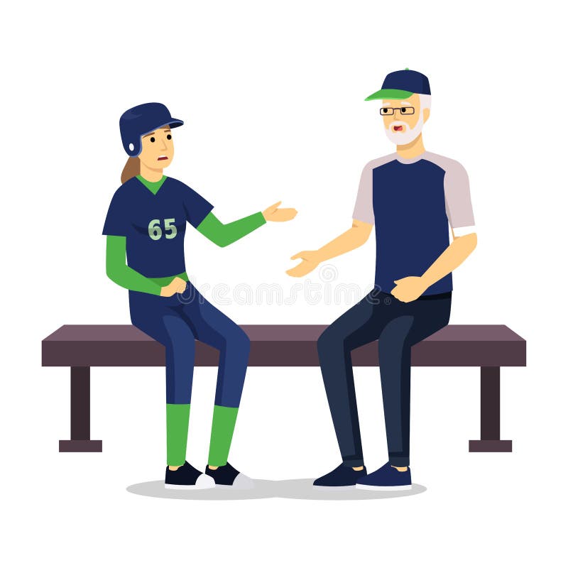 Baseball Coach and His Athlete Communicating. Positive Stock ...