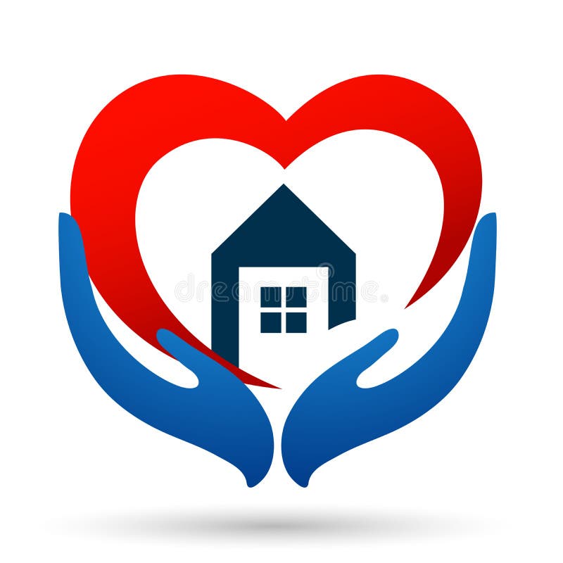 Heart Love Hand Home House with Care Icon Logo Illustrations Stock ...