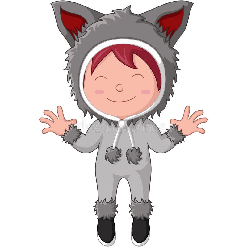 Cute Little Boy Cartoon Wearing Werewolf Costume Stock Vector ...