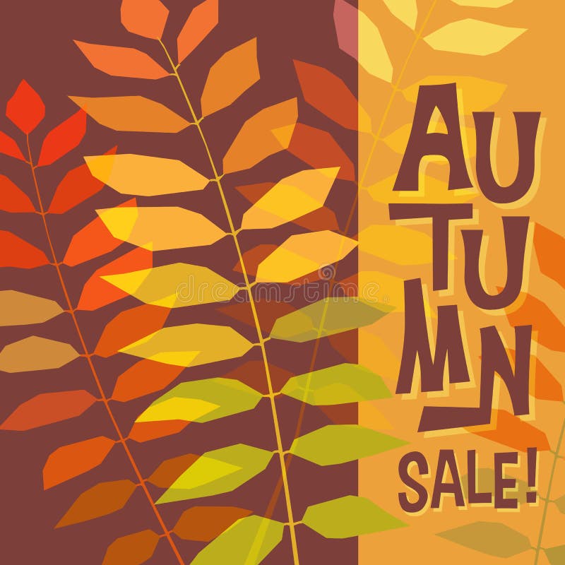 Autumn Design Template with Colorful Layered Leaves. Stock Vector ...