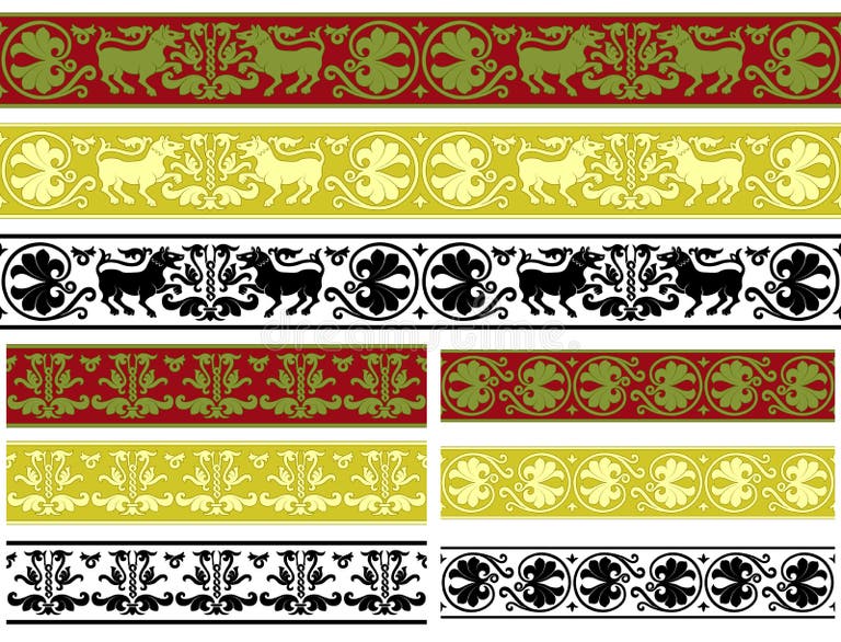 Decorative Seamless Borders, Middle Ages Art. Stock Vector ...