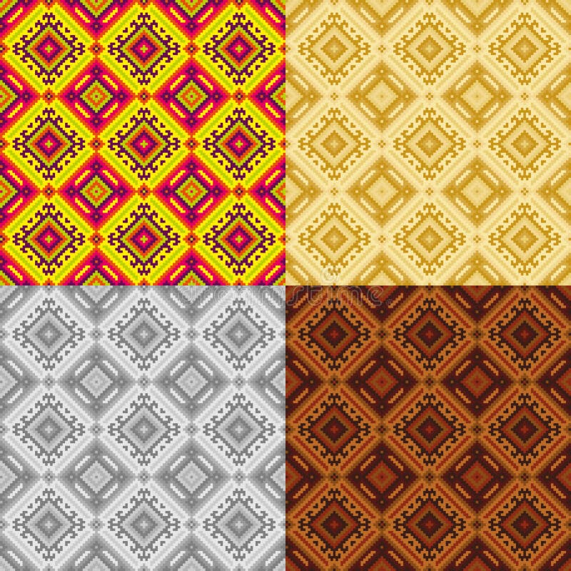 Ethnic Geometric Seamless Patterns. American Indians Style Stock Vector ...