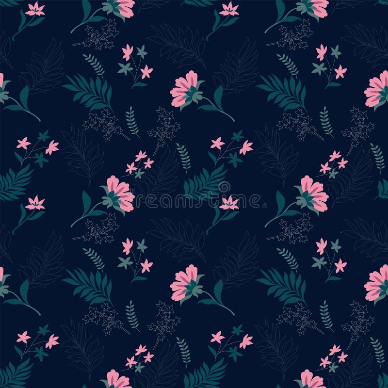 Seamless Floral Pattern in Many Kinds of Colors. Stock Vector ...