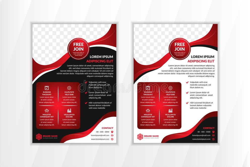 Vector Design of the Black and Red Flyers with Places for Photo Collage ...