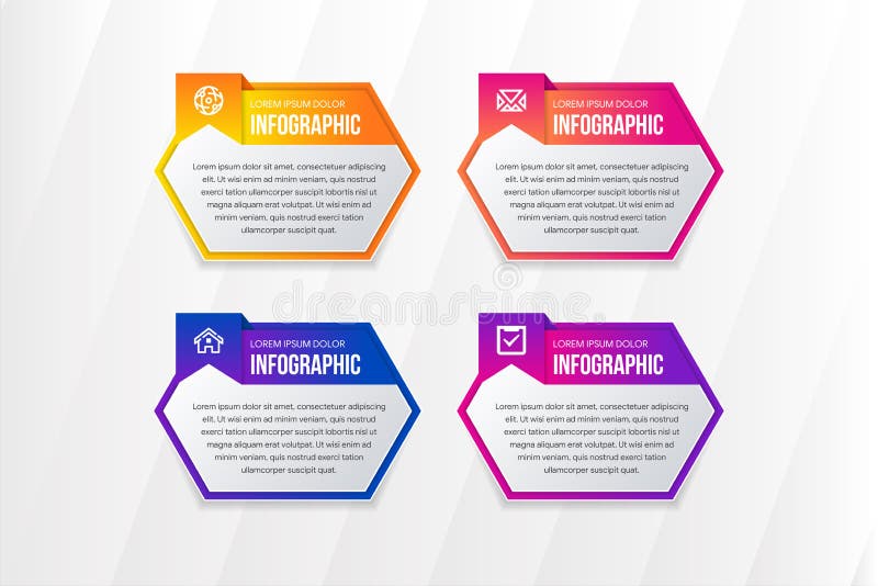 Business Process with Gradient Color Variations. Timeline with 4 ...