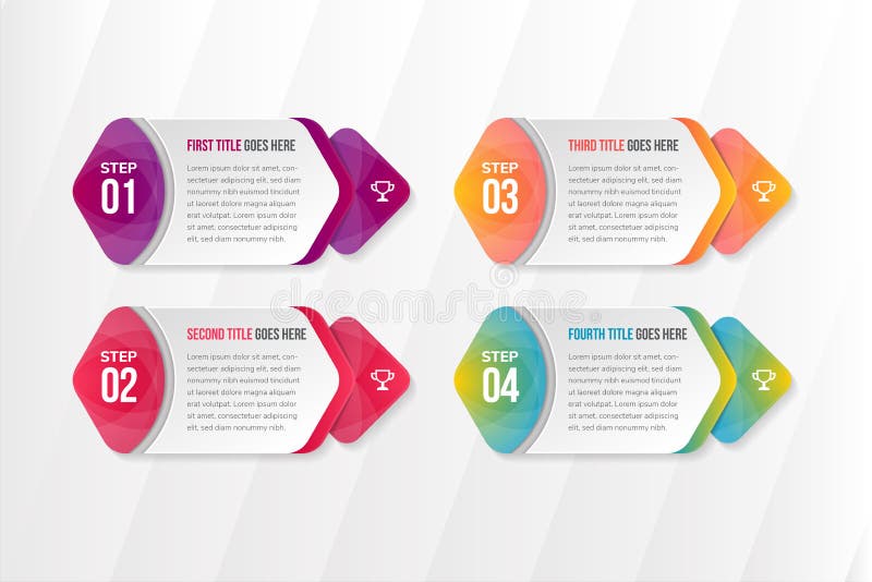 Business Process. Timeline Infographics with 4 Steps, Options, Hexagons ...