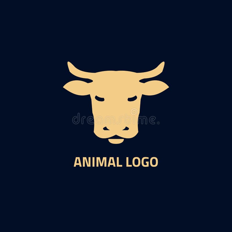 Cream Color Cow Head Logo stock vector. Illustration of cute - 259403035