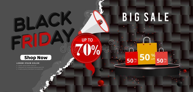 Black Friday Super Sale Banner. Realistic 3d Design Stage Podium Stock ...