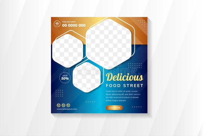 Food Street Menu Banner Template, Social Media Post Template Stock ...