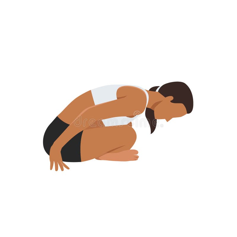 Woman Doing Cross Legged Forward Fold 2. Flat Vector Illustration Stock ...