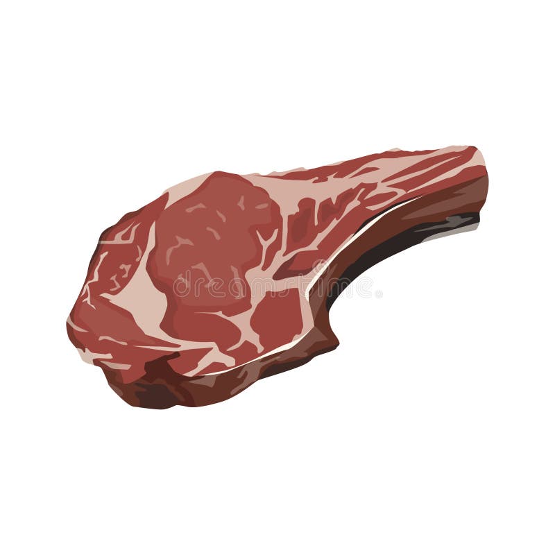 Flat Vector of Rib Eye Steak. Raw Rib Eye Steaks with Bone Stock ...