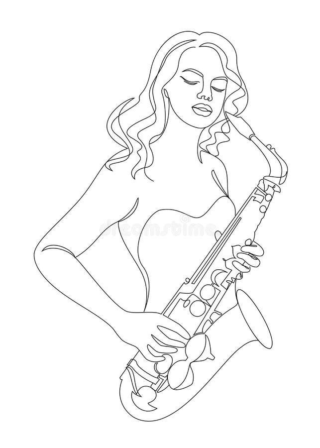 Silhouette Woman Playing Saxophone Stock Illustrations – 112 Silhouette ...