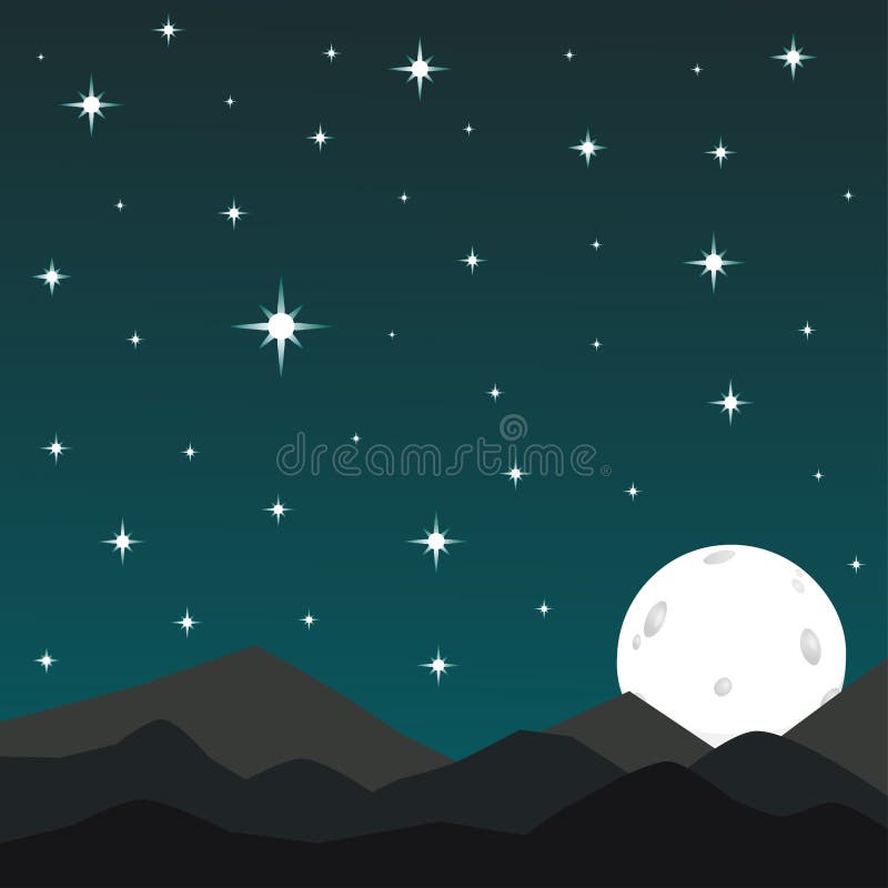 Moon and Stars on Night Background. Galaxy Pattern Stock Illustration ...