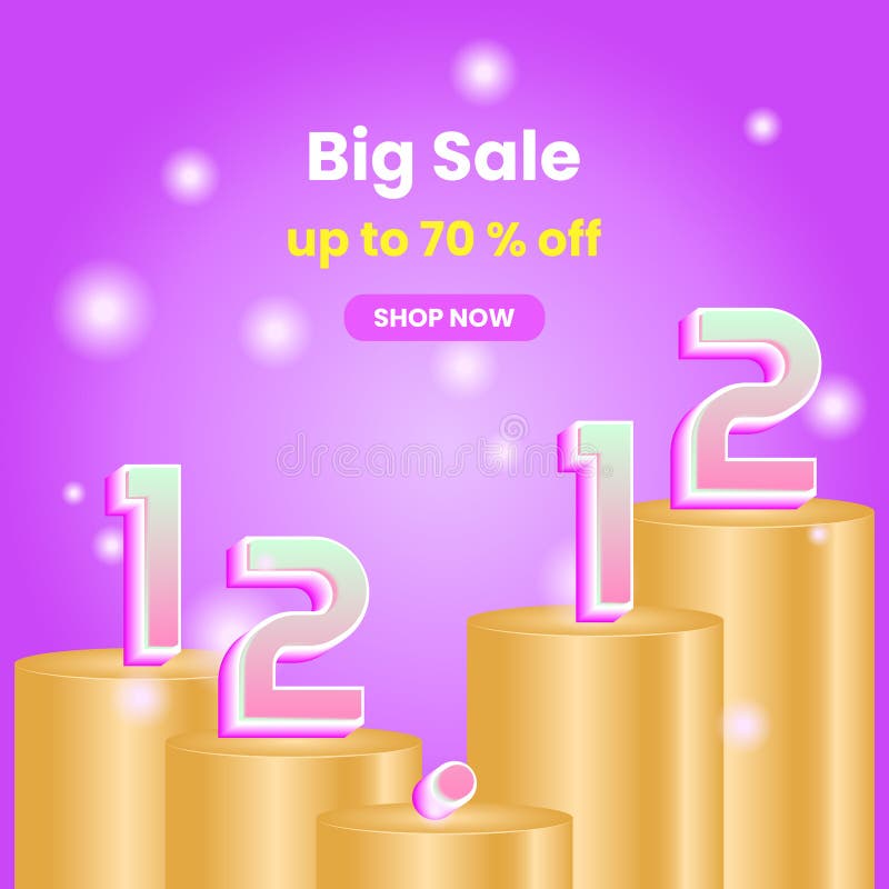 Big Sale 12 12 Promotion Design Template. with Text Effect and Blue ...
