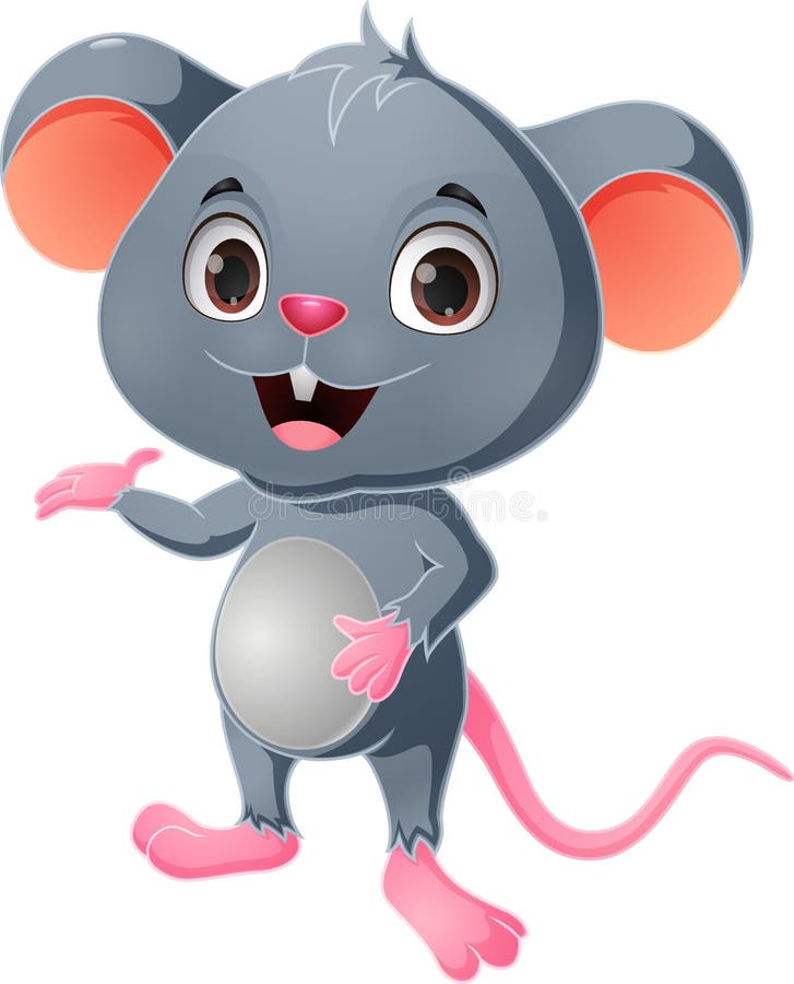 Cute Little Mouse Cartoon Presenting Stock Vector - Illustration of ...