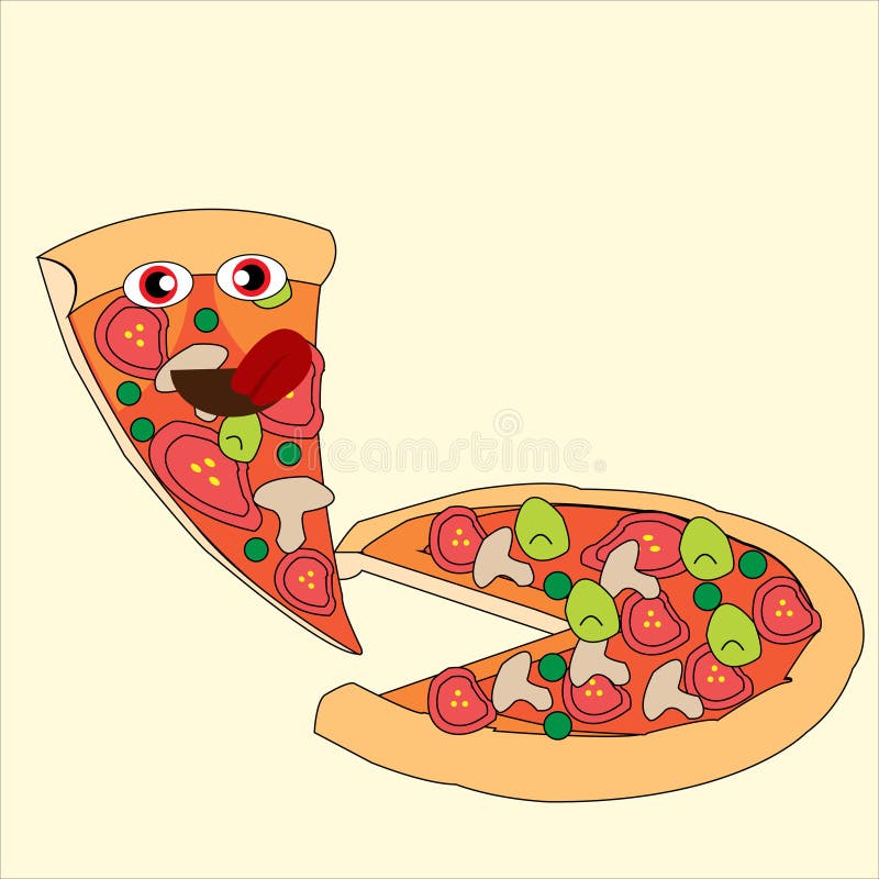 Illustration of Delicious Fizza Slices with Fancy Vegetable Slices ...