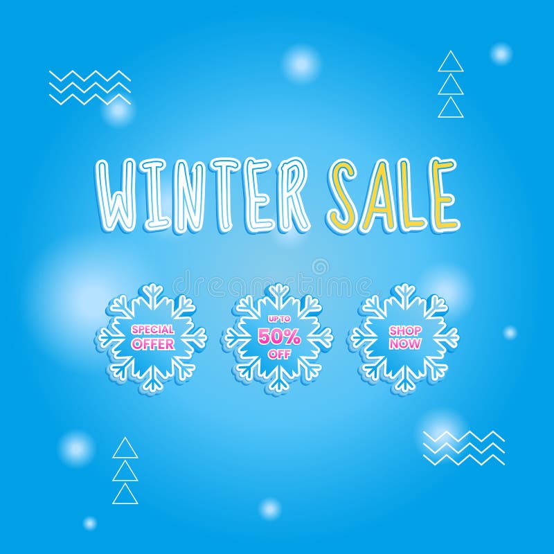 Winter Sale Design Template. Poster or Banner with Snow Elements and ...