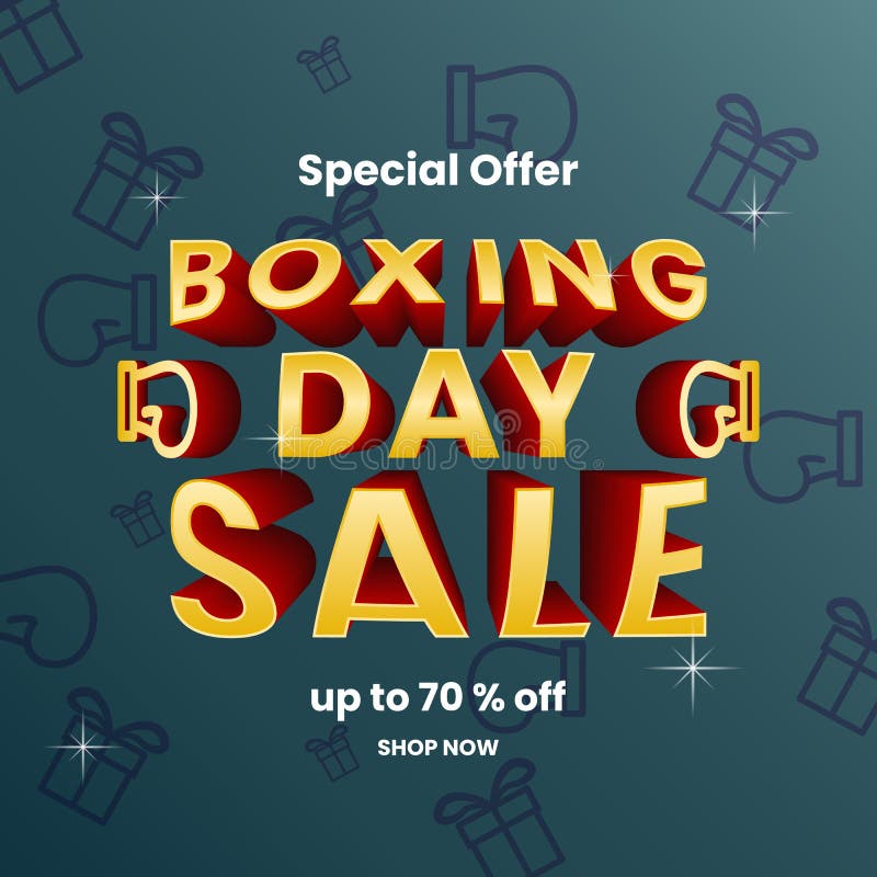 Boxing Day Sale Promotion Design Template with 3d Text and Dark ...