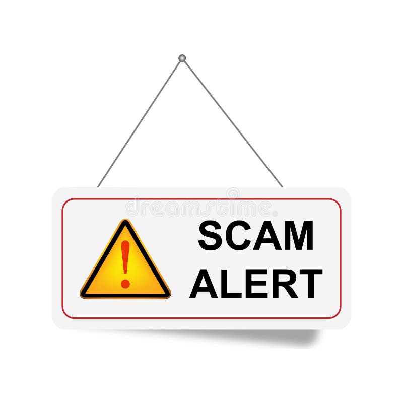 Scam alert tag on white stock illustration. Illustration of alarm ...