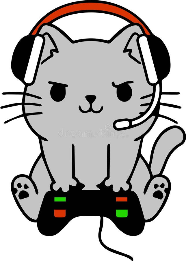 Gamer cat Vector stock vector. Illustration of monochrome - 263012944