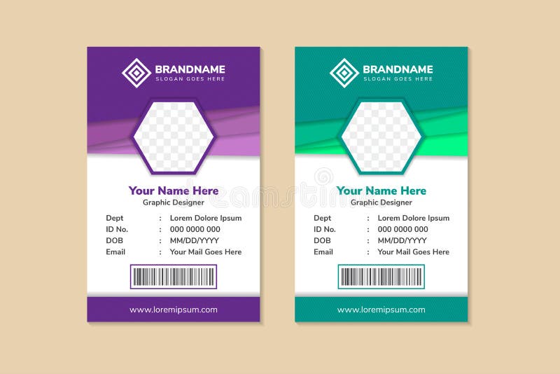 Corporate ID Card Design Template with Hexagon Space for Photo Stock ...