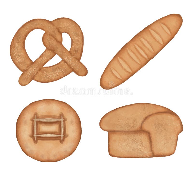 Illustration Vector Graphic Drawing of Watercolor Illustration of Bread ...
