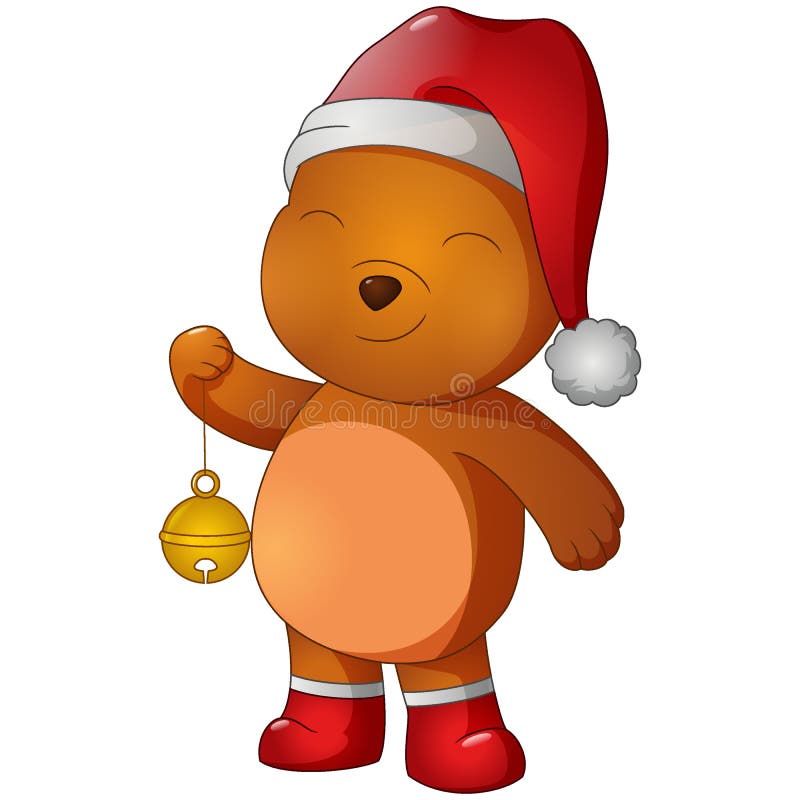 Cute Bear Wearing Santa Hat Holding Round Bell Editorial Stock Photo ...