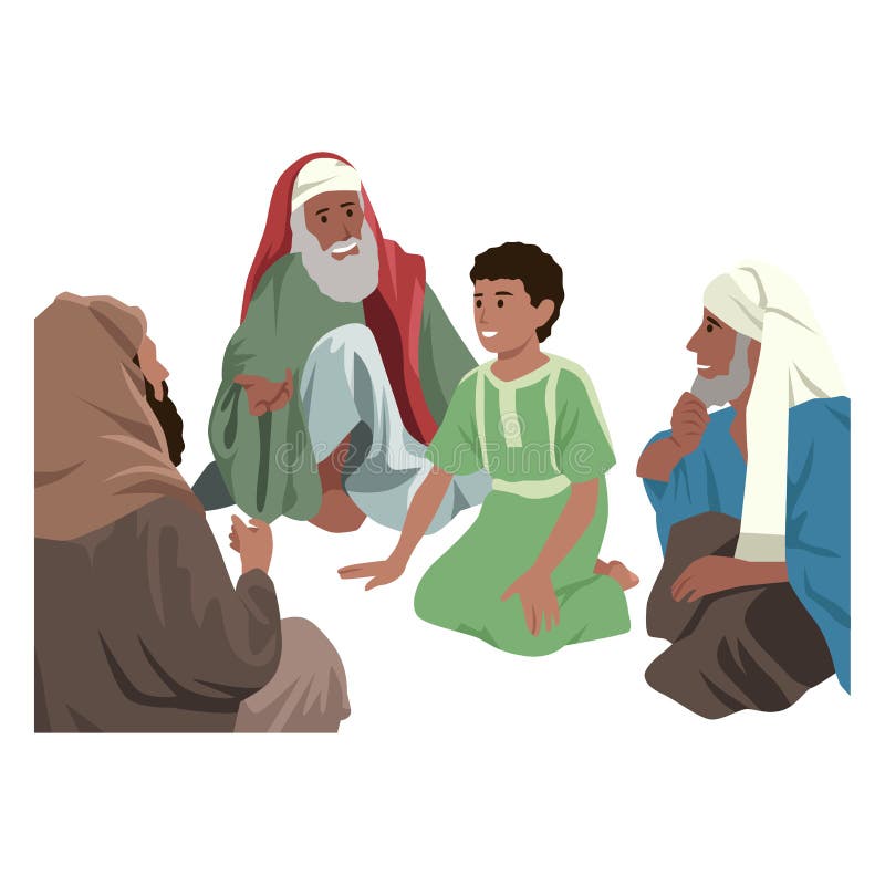 Finding Jesus in the Temple, Infant Jesus Surrounded by the Silhouettes ...