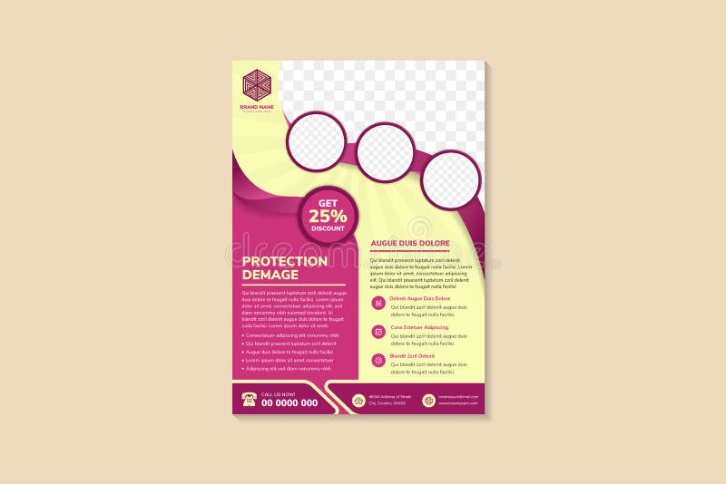 Protection Damage Flyer Design Template Use Vertical Layout. Stock ...