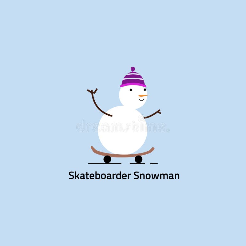 Snowman Playing Skateboarding Logo. Stock Vector - Illustration of font ...