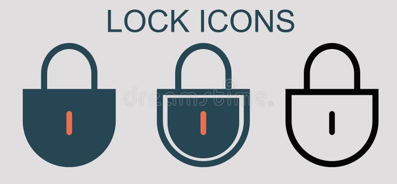 Lock Icon Set for Secure Application. Stock Illustration - Illustration ...