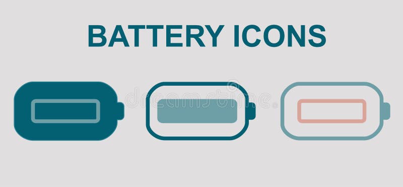 Battery Icon Set for Smartphone or Apps Stock Vector - Illustration of ...