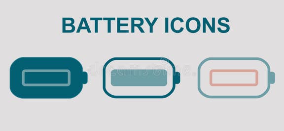 Battery Icon Set for Smartphone or Apps Stock Vector - Illustration of ...
