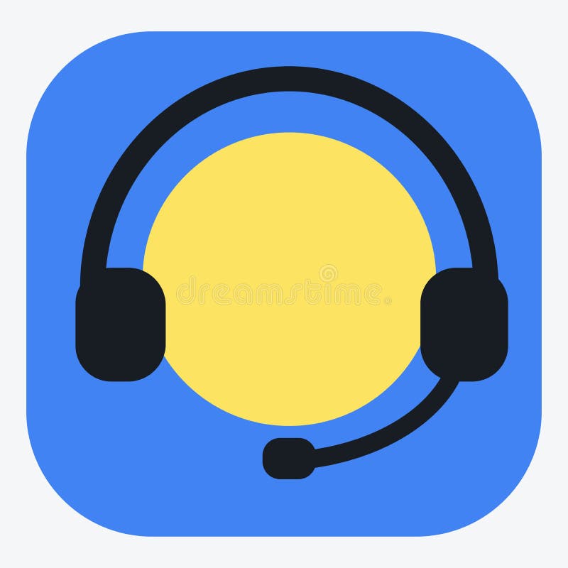 Customer Service Icon with Headphone on Blu Button Stock Illustration ...