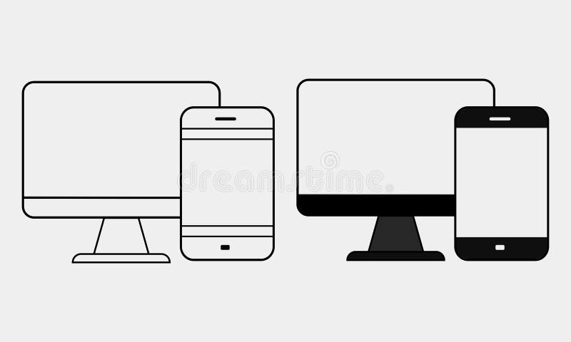 Media Device Icon Set. Set of Monitor and Smarphone Stock Vector ...