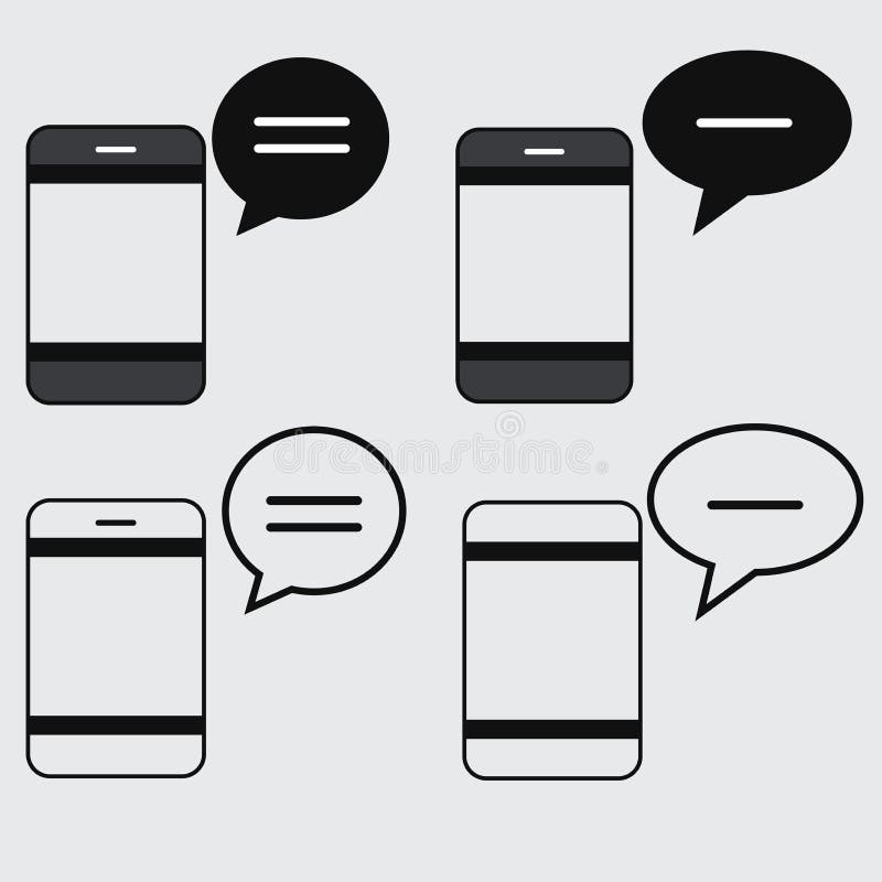 Phone Chat or Talking Icon Set Stock Illustration - Illustration of ...