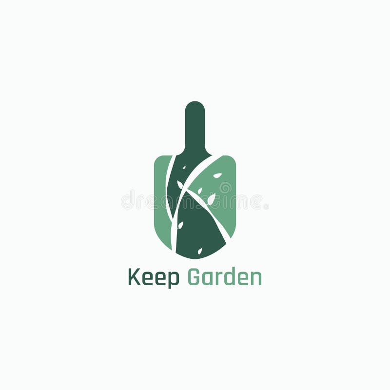Garden Logo with Green Spade Shape Stock Vector - Illustration of work ...