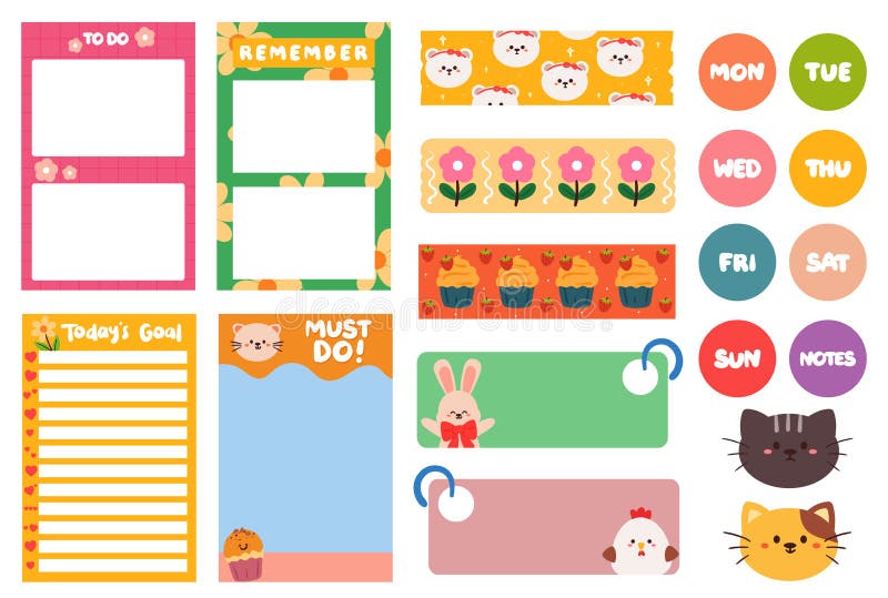 Planner Sticker and Note Paper Set for Journal, Diary and Scrapbook ...