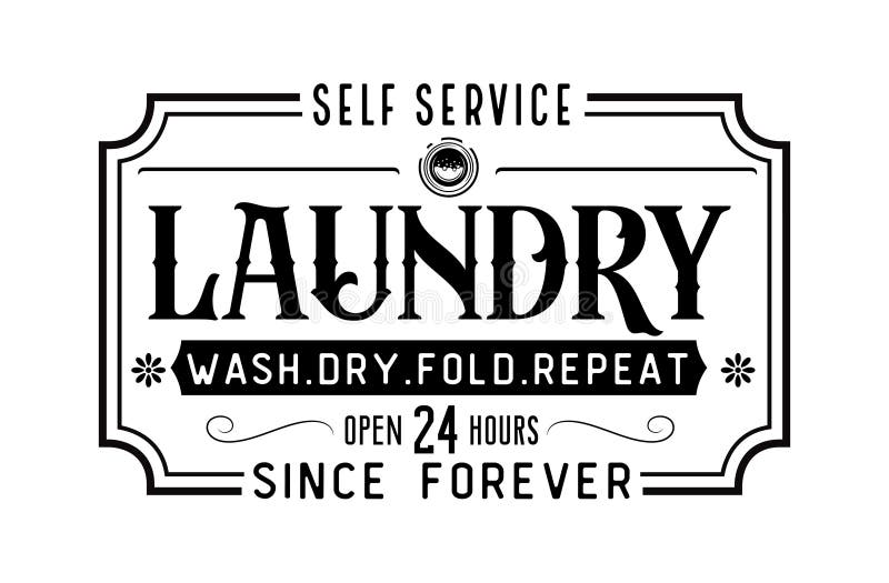 Vintage Laundry Sign Symbols Vector Illustration Isolated. Self Service ...
