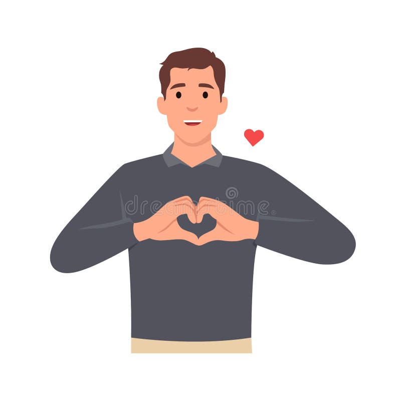 Young Man Making or Gesturing Heart Symbol with Fingers. Stock Vector ...
