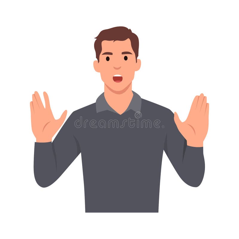 Young Man Bothered Making or Showing Stop Gesture Sign with Hand Stock ...