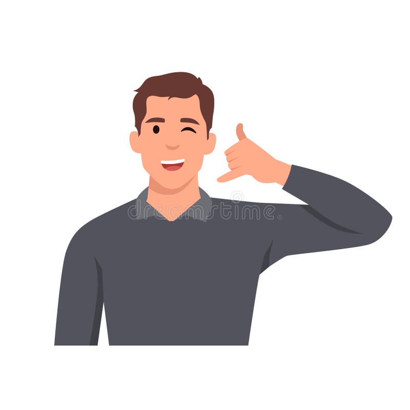 Young Man Making Hand Gesture Asking To Call Back. Happy Man Stock ...