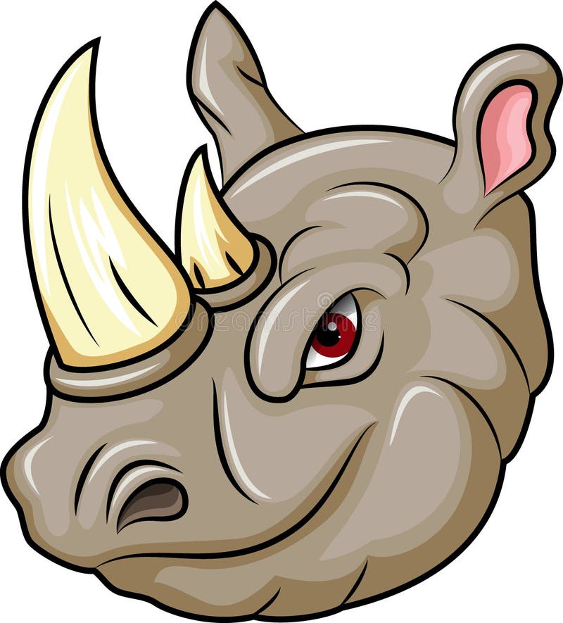 Cartoon Angry Rhino Head Mascot Stock Vector - Illustration of design ...