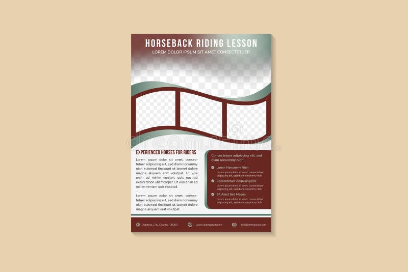 Horseback Riding Lesson Flyer Design Template. Sport or Education ...
