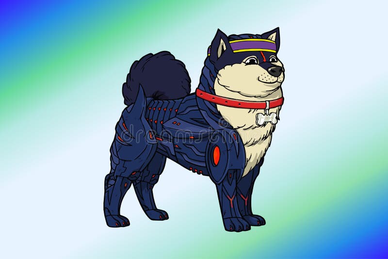 Blue Cyborg Shiba Inu Dog Yacht Club. Bored Ape Doge Pets Cartoon ...
