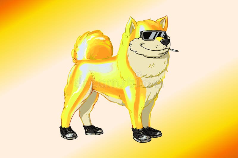 Golden Shiba Doge Yacht Club Wearing Black Sun Glasses Isolated on ...