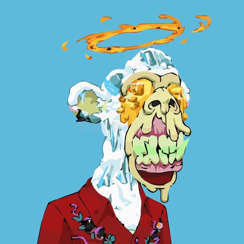 Custom Icy Mutant Ape Yacht Club NFT Illustration. Cartoon Monkey ...