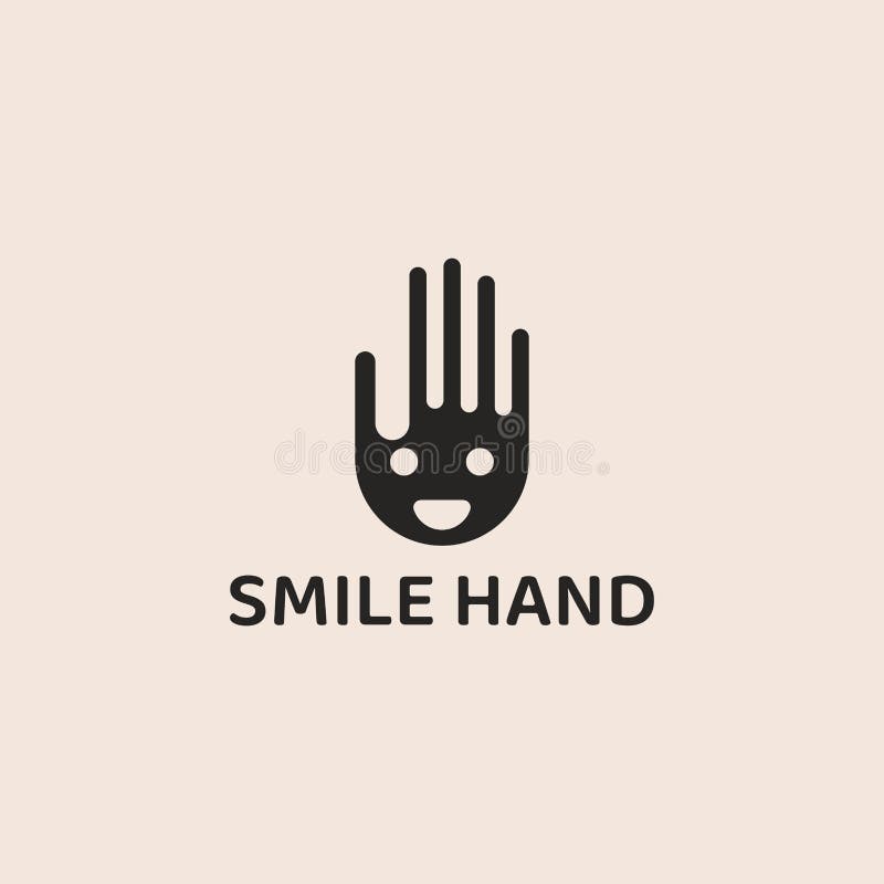 Black Color Smiling Hand Logo Stock Vector - Illustration of smiley ...